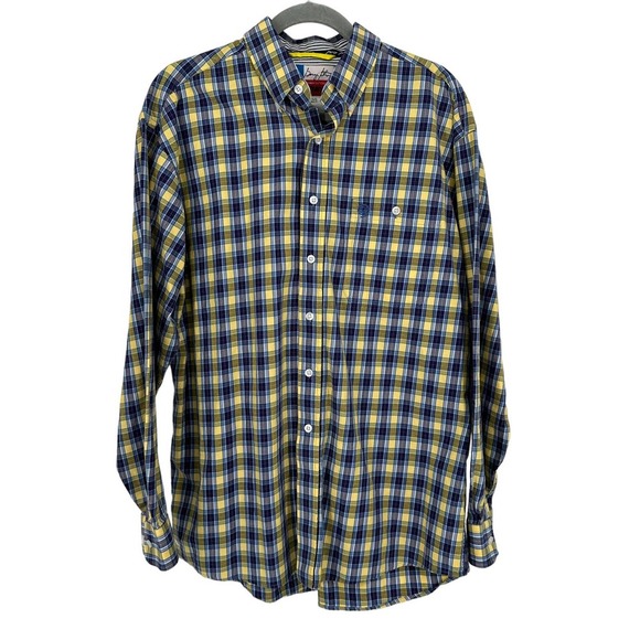 Wrangler | Shirts | George Strait Wrangler Yellow Blue Plaid Buttondown ...